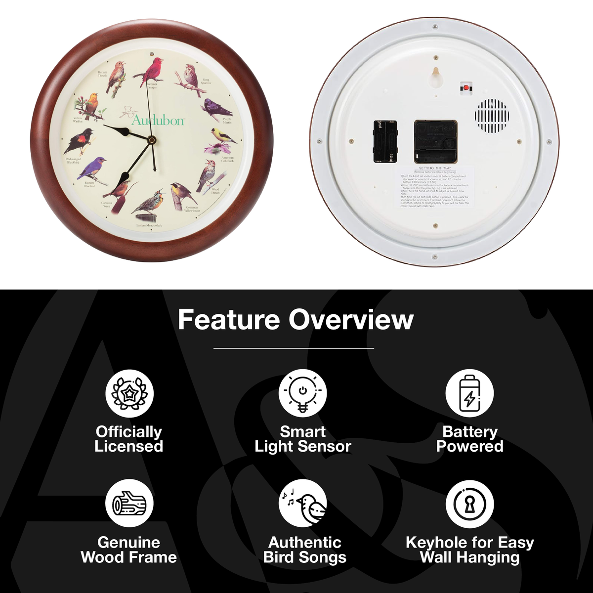 Audubon Society Singing Bird Clock, 13 Inch, Premium Cherry – Addison ...