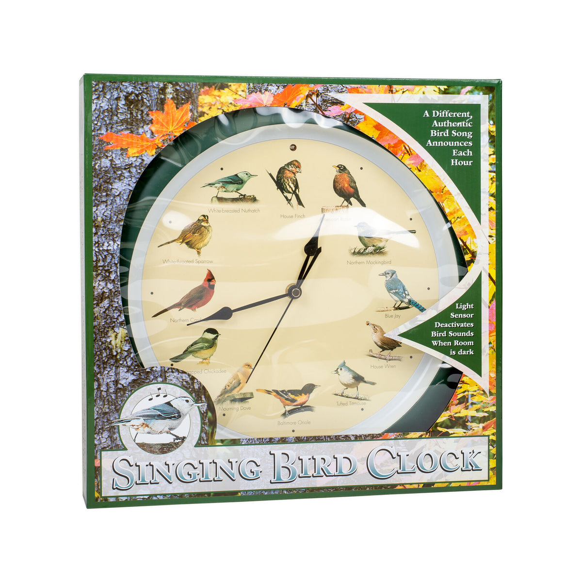 The Original Singing Bird Wall Clock, 13 Inch, Green – Addison and ...