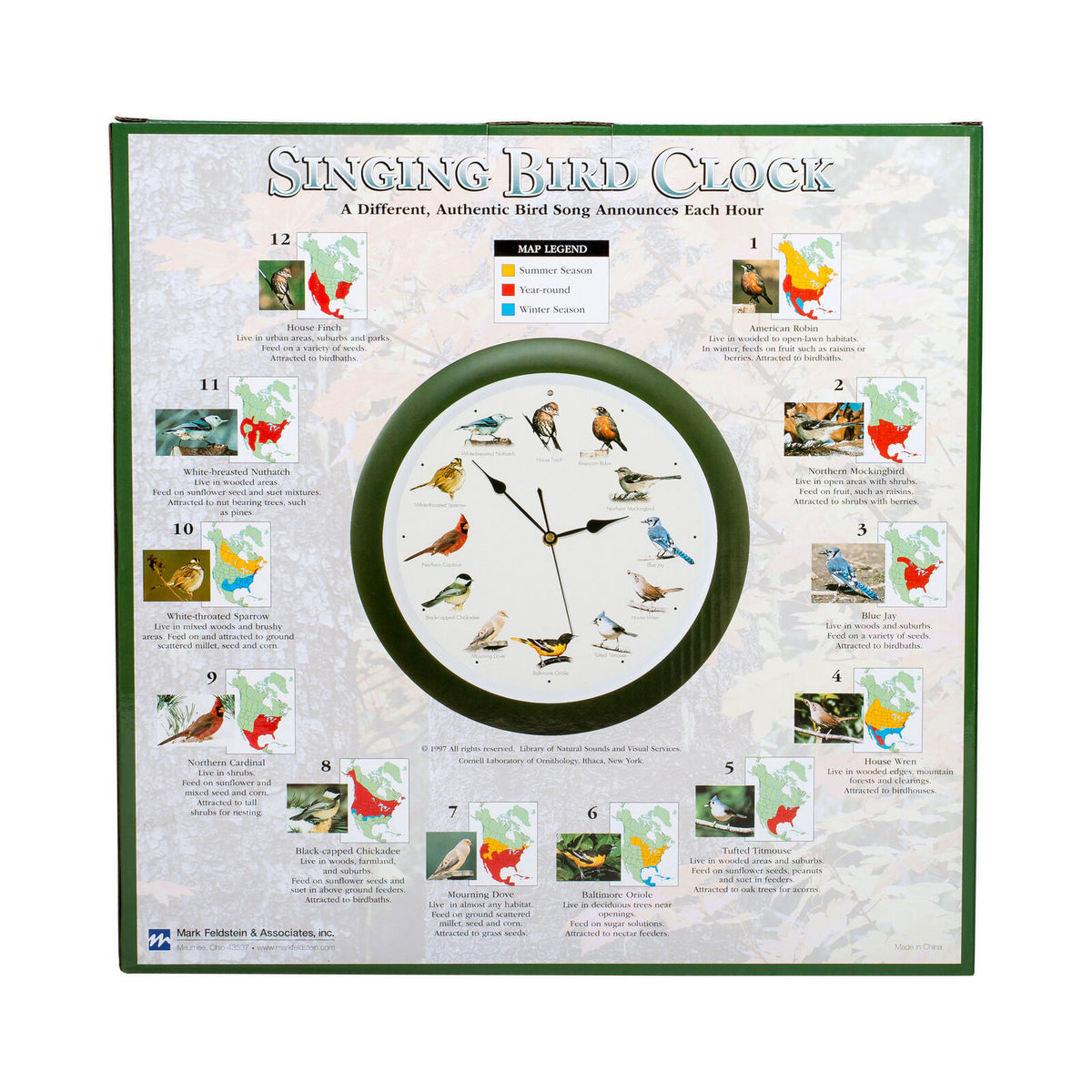 The Original Singing Bird Wall Clock, 13 Inch, Green – Addison and ...